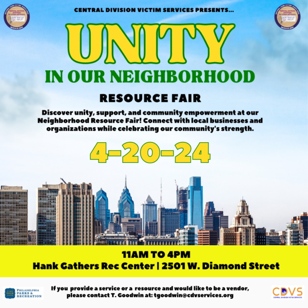 Unity In Our Neighborhood Flyer | Central Division Victim Services